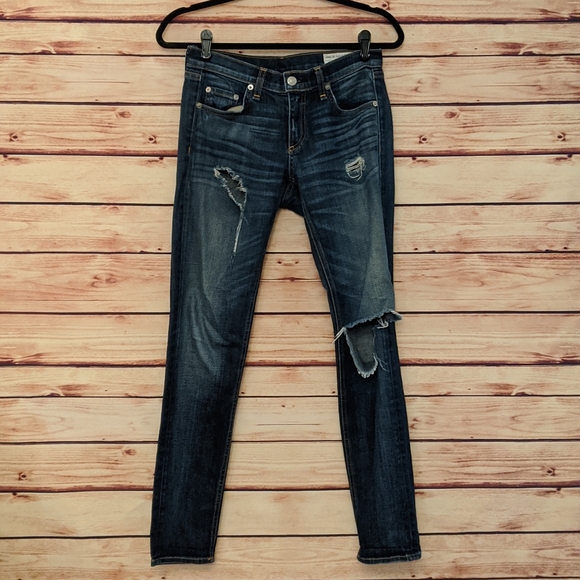 rag & bone | Jeans | Rag Bone Distressed Ripped Dark Blue Jeans | Poshmark